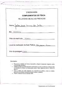 Complementos de Física - Aula prática | Exercícios Física | Docsity