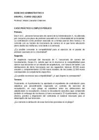 Supuesto practico de admin | Ejercicios de Derecho Administrativo | Docsity