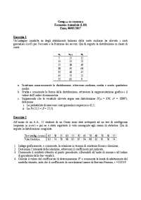 Esercizi statistica primo anno | Prove d'esame di Statistica | Docsity