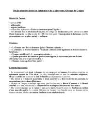 Fiche - Déclaration des droits de la femme et de la citoyenne, Olympe ...