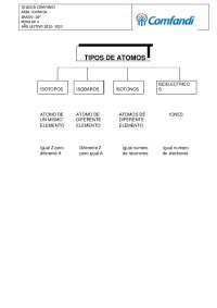 Atomos y tipos de atomos | Ejercicios de Química | Docsity