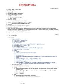 Giovanni Verga - Vita, poetica e opere principali | Schemi e mappe concettuali di Italiano | Docsity