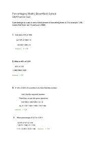 Mathematics Percentages | Quizzes Mathematics | Docsity