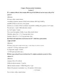 Pharmaceutical Calculations (part 3) | Exercises Pharmacy | Docsity