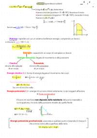 Lavoro ed Energia (formulario) | Schemi e mappe concettuali di Fisica | Docsity