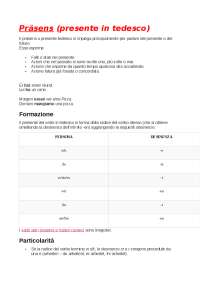Presente in tedesco (grammatica) | Schemi e mappe concettuali di Lingua Tedesca | Docsity