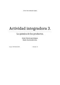 Actividad integradora 3 modulo 15 | Ejercicios de Química | Docsity
