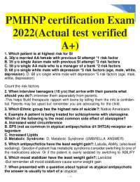 PMHNP certification Exam2022(Actual test verified A+) | Exams Nursing ...