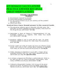 ATI DOSAGE CALCULATIONS PRACTICE ANSWER KEY (FULL CHEAT SHEET LATEST ...