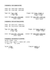 FORMULE TRIGONOMETRIA | Formulari di Matematica | Docsity