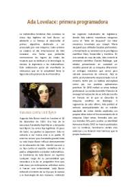 Trabajo sobre ada lovelace | Ejercicios de Tecnología | Docsity