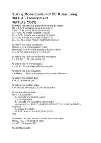 Sliding Mode Control of DC Motor in MATLAB | Study Guides, Projects, Research Control Systems ...