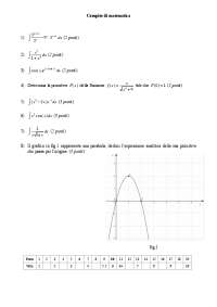 Verifica Matematica Su integrali | Prove d'esame di Matematica | Docsity
