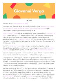 Giovanni Verga: la vita e le opere | Appunti di Italiano | Docsity