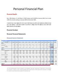 Personal Financial Plan | Study Guides, Projects, Research Business ...
