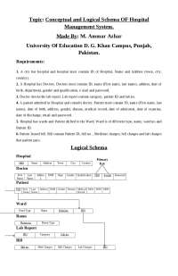 Conceptual (ER Diagram) and Logical Schema Of Hospital Management ...