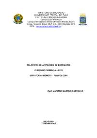 Relatório de estágio curso farmácia | Trabalhos Escrever Relatórios | Docsity