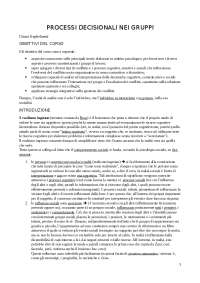 Processi decisionali nei gruppi | Appunti di Psicologia dei Gruppi | Docsity