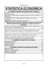 STATISTICA ECONOMICA - ECONOMIA SECONDO ANNO | Prove d'esame di Statistica Economica | Docsity