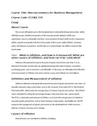 What is inflation, and how is it measured What are some causes of ...