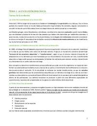 LA EVOLUCIÓN BIOLÓGICA. | Apuntes de Biología | Docsity