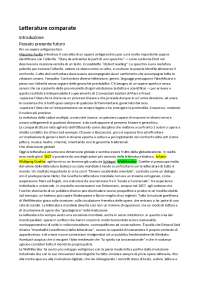 Letterature comparate | Sintesi del corso di Letterature comparate ...