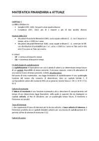 Matematica finanziaria e attuariale | Schemi e mappe concettuali di Matematica Finanziaria | Docsity