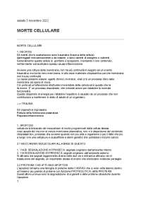 Morte cellulare in biologia | Appunti di Biologia | Docsity