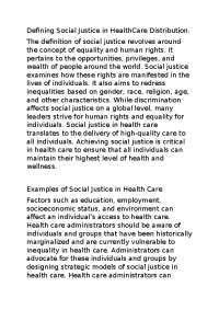Social Justice in Healthcare examples of social justice in healthcare ...