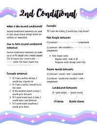 Apuntes sobre el segundo condicional | Apuntes de Inglés | Docsity
