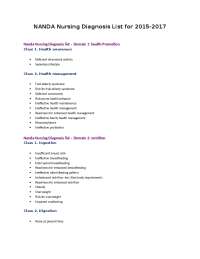 NANDA Nursing Diagnosis List For 2015 | Exams Nursing | Docsity