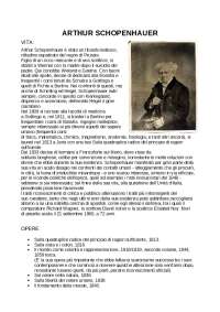 ARTHUR SCHOPENHAUER - Vita, Opere e Pensieri | Appunti di Filosofia | Docsity