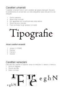 I caratteri tipografici | Schemi e mappe concettuali di Computer Graphics | Docsity