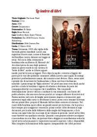 ITALIANO-scheda film, la ladra di libri | Dispense di Italiano | Docsity