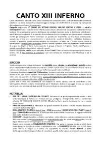 RIASSUNTO CANTO XIII INFERNO - DANTE | Appunti di Letteratura Italiana ...