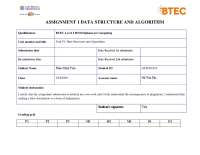 Assignment 1 Data Structure and Algorithm | Assignments Data Structures ...