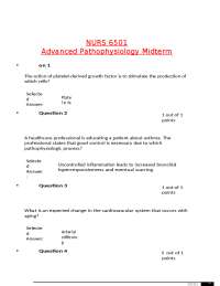 NURS 6501 Advanced Pathophysiology Midterm | Exams Nursing | Docsity
