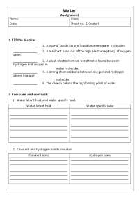 Water properties assignment | Assignments Biology | Docsity