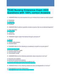 TEAS Nursing Enterence Exam 2023 Questions with 100% correct Answers ...