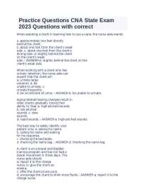 Practice Questions CNA State Exam 2023 Questions with correct Answers Download to score A ...