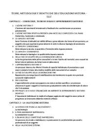 Teorie, metodologie e didattica dell’educazione motoria | Panieri di Scienze Motorie | Docsity