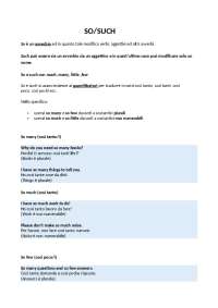 So and such spiegazione in italiano | Schemi e mappe concettuali di Lingua Inglese | Docsity