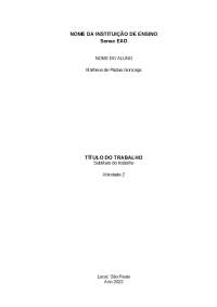 Atividade 2 Uc3 Senac Ead Nota A | Exercícios Matérias técnicas | Docsity