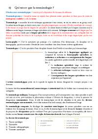 Qu’est-ce que la terminologie ? | Appunti di Lingua Francese | Docsity