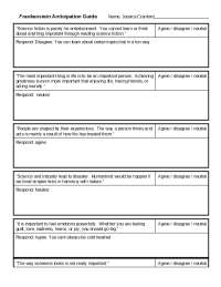 Frankenstein anticipation guide | Study notes English | Docsity