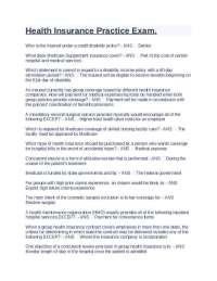 Health Insurance Practice Exam | Exams Medicine | Docsity