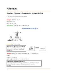 Regola e Teorema e Teorema del Resto di Ruffini | Appunti di Matematica ...