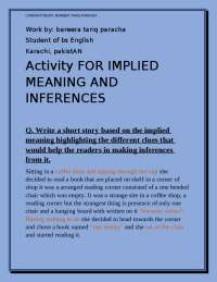 ACTIVITY FOR INFERENCES AND IMPLIED MEANING | Summaries English ...