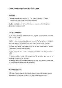 El Lazarillo de Tormes | Ejercicios de Lengua y Literatura | Docsity