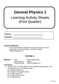 Learning activity sheets on senior high school | Exercises Physics ...